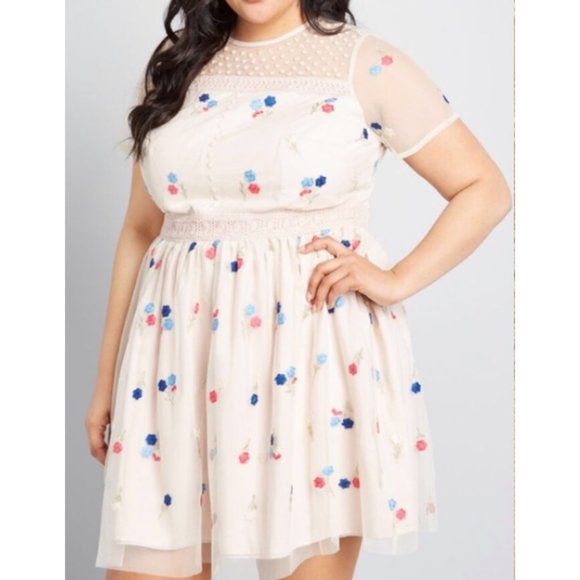 Modcloth | Dresses | Modcloth Dreamy Details Embroidered Beaded Dress ...